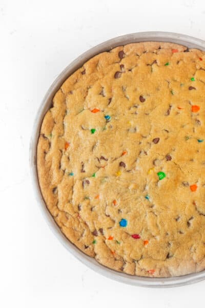 Chewy M&M Cookie Cake - Design Eat Repeat