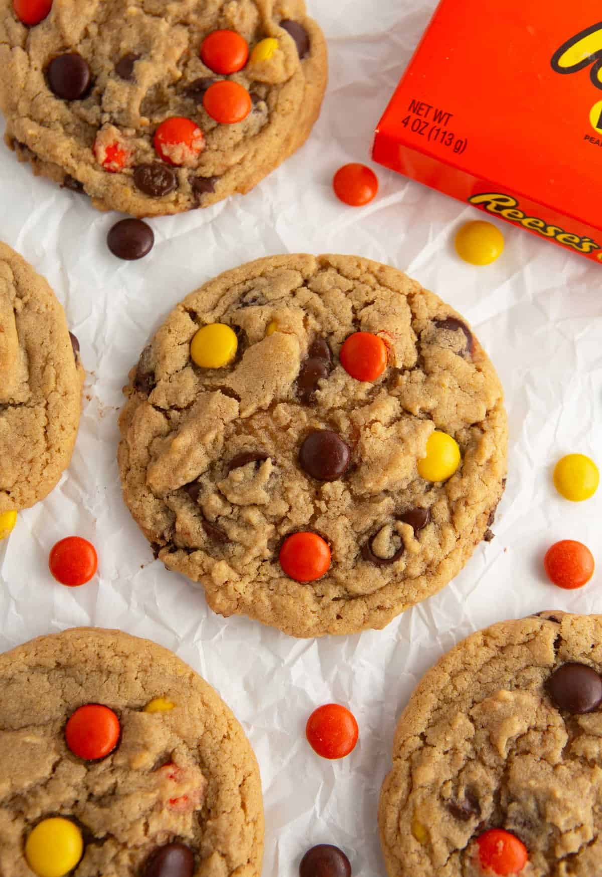 Chewy Reese's Pieces Cookies - Design Eat Repeat