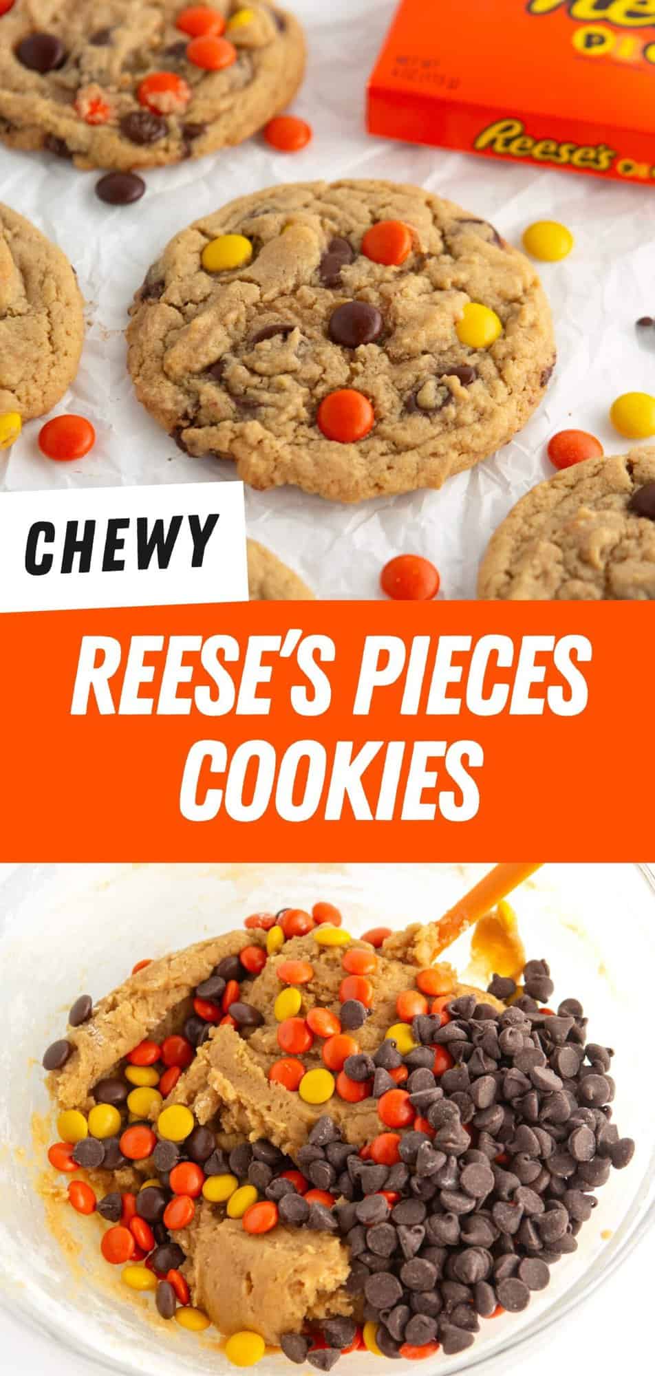 Chewy Reese's Pieces Cookies - Design Eat Repeat