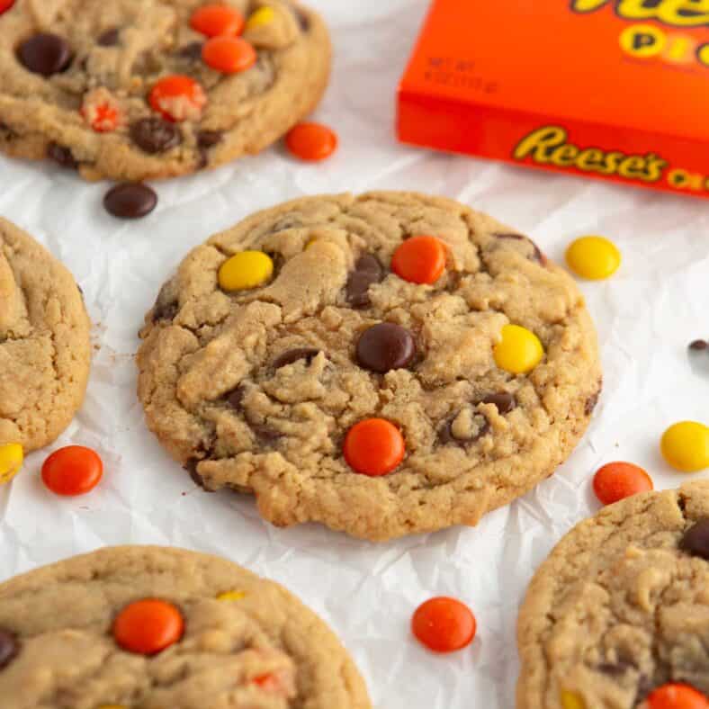 Chewy Reese's Pieces Cookies - Design Eat Repeat