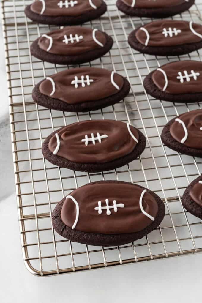 Fudgy Brownie Football Cookies - Design Eat Repeat