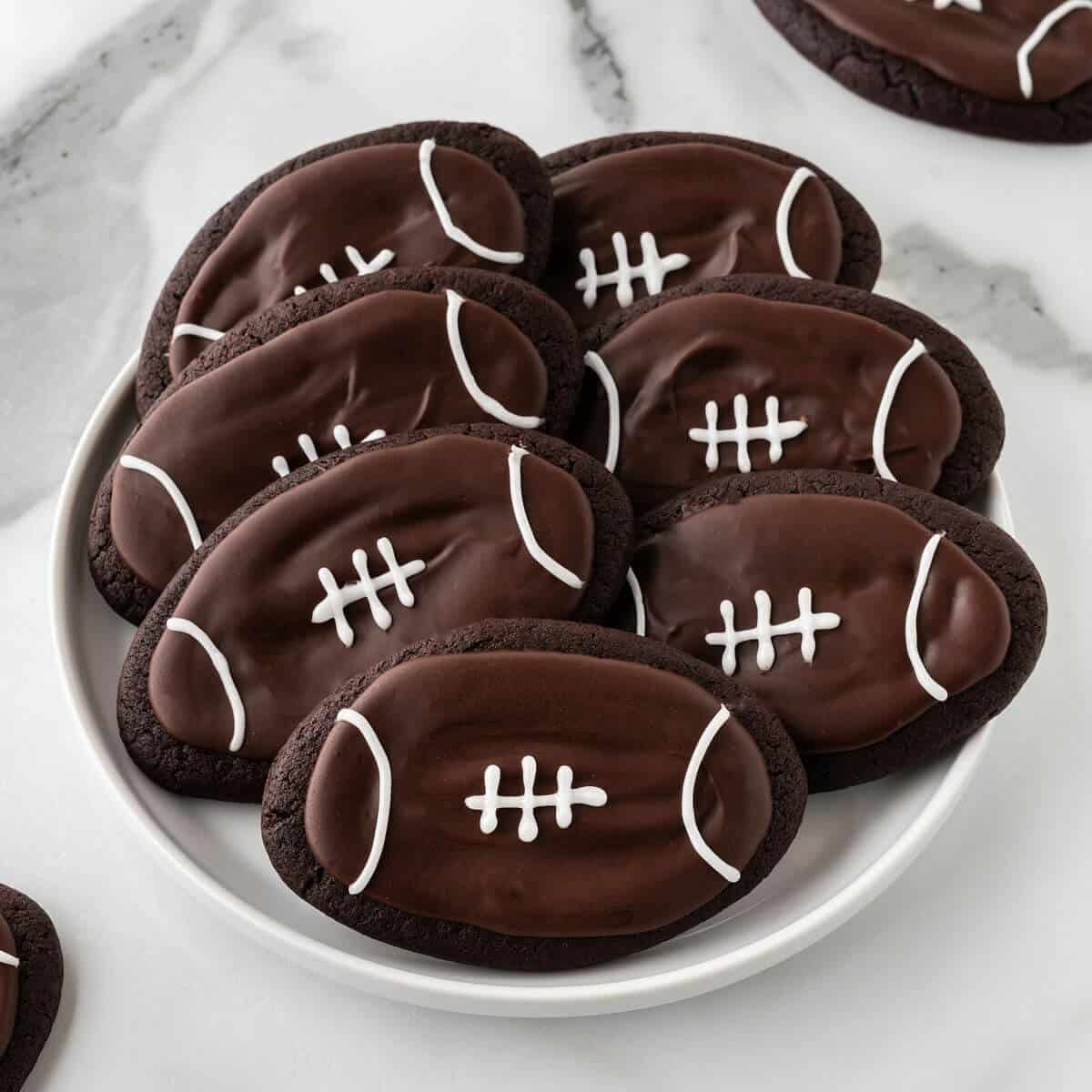 Fudgy Brownie Football Cookies - Design Eat Repeat