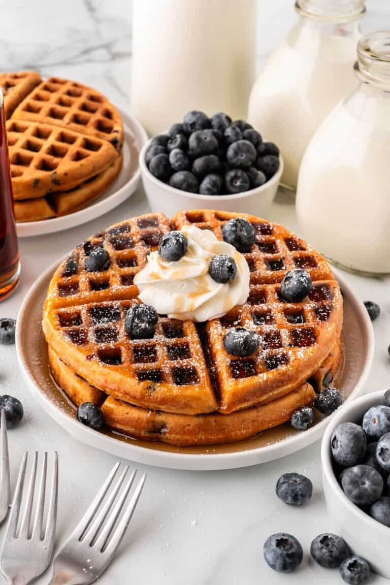 Crispy Blueberry Waffles - Design Eat Repeat