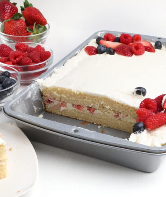 Easy White Chantilly Cake (9x13" pan!) - Design Eat Repeat
