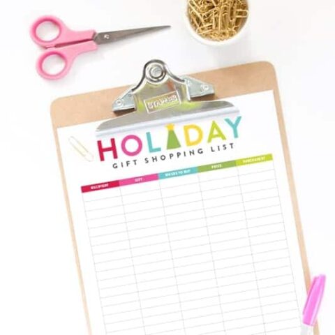 Free Printable Holiday Gift Shopping List