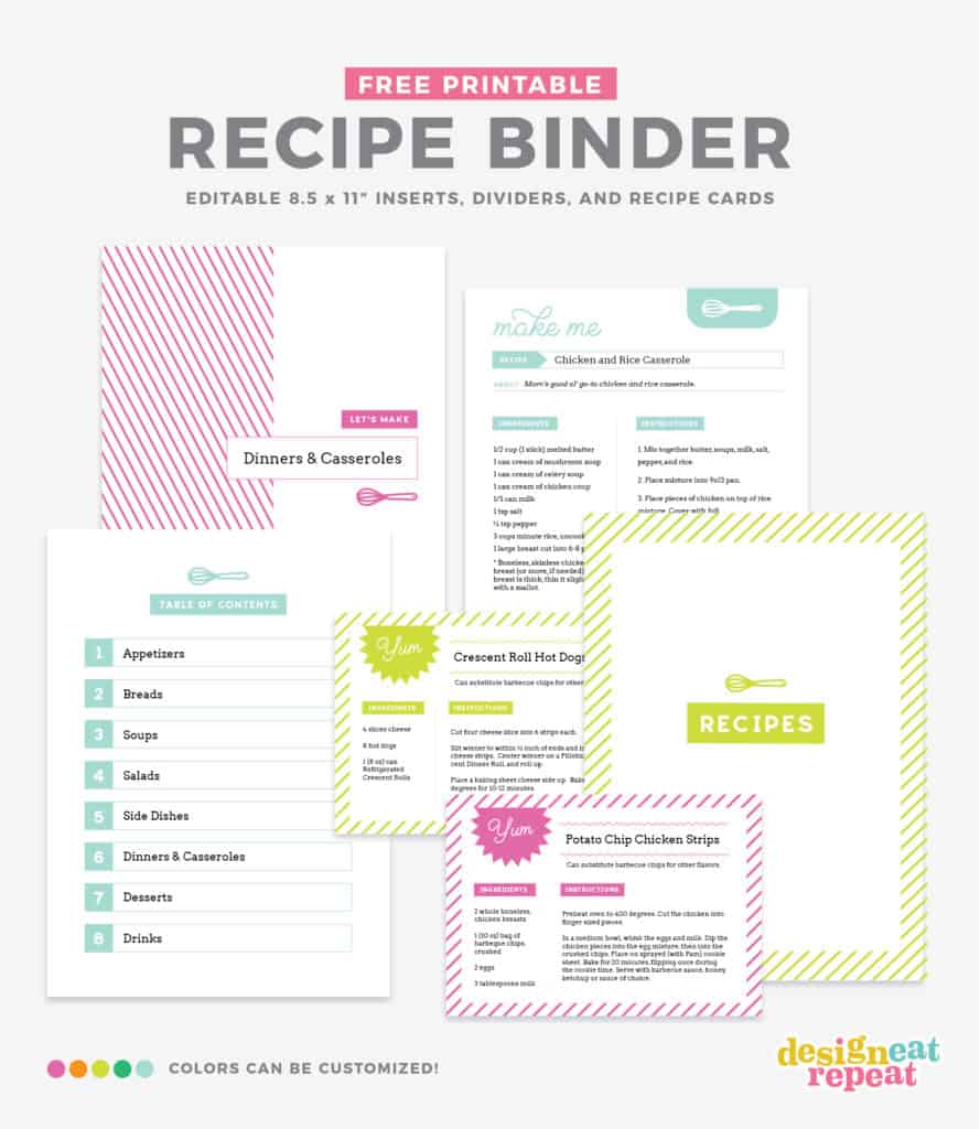 DIY Recipe Book (with Free Printable Recipe Binder Kit!)