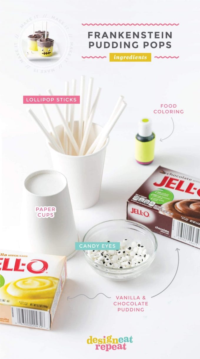 Frankenstein Treats Pudding Pops - An Easy Halloween Treat!
